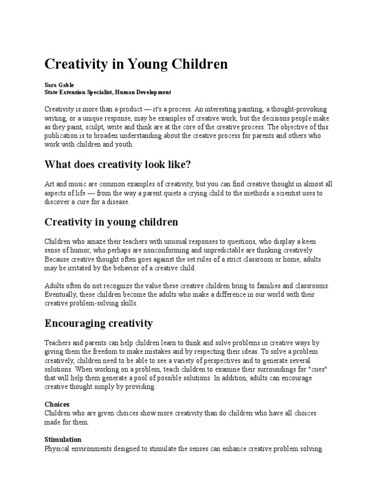 Fostering Creativity in Young Children | PDF | Creativity | Brainstorming