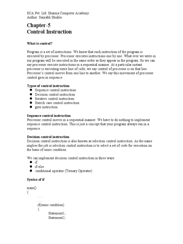 Chapter-5 Control Instruction | PDF | Instruction Set | Computer ...
