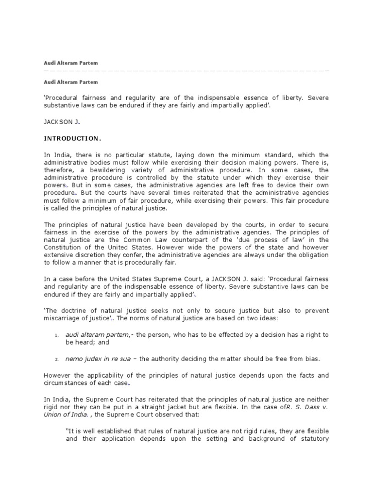 Audi Alteram Partem | Equity (Law) | Common Law