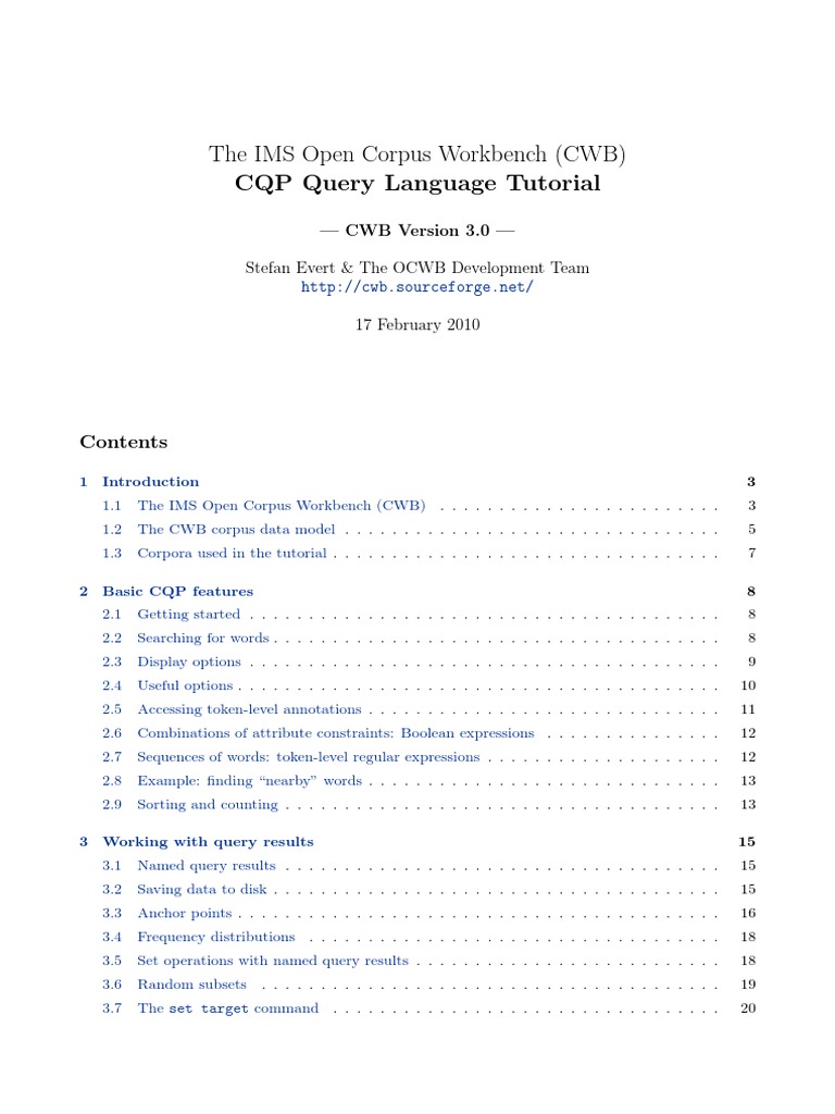 CQP Query Language Tutorial | PDF | Regular Expression | Command Line Interface