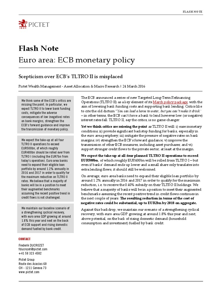 Flash Note: Euro Area: ECB Monetary Policy | PDF | European Central ...