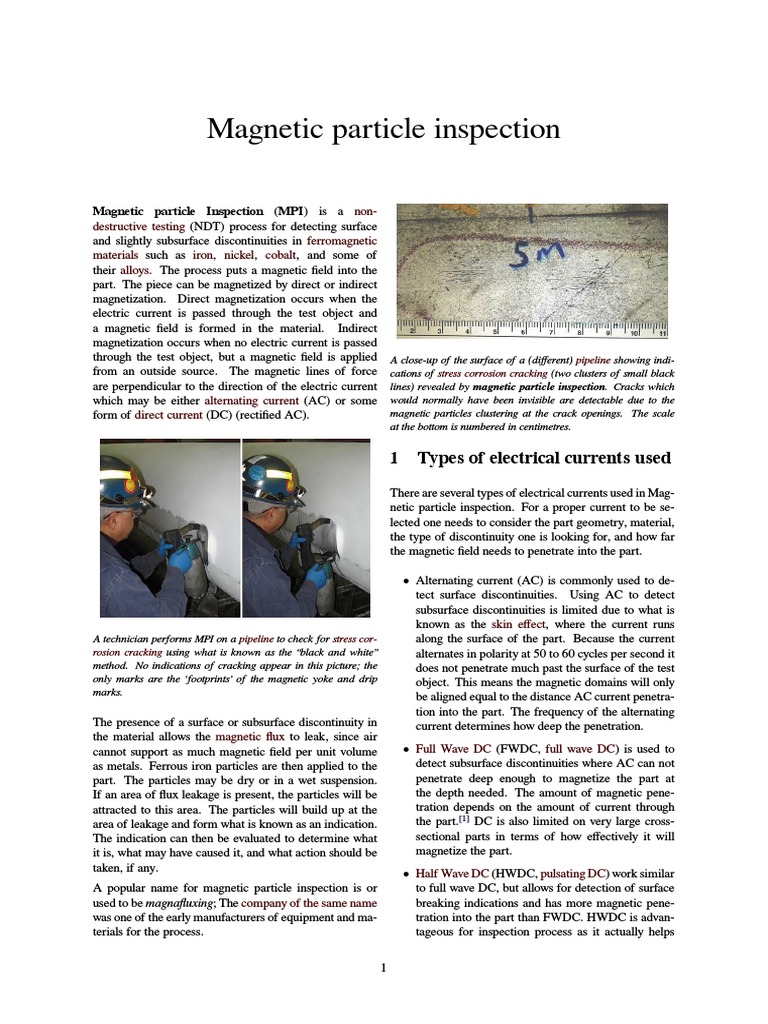 Magnetic Particle Inspection Overview | PDF | Nondestructive Testing ...