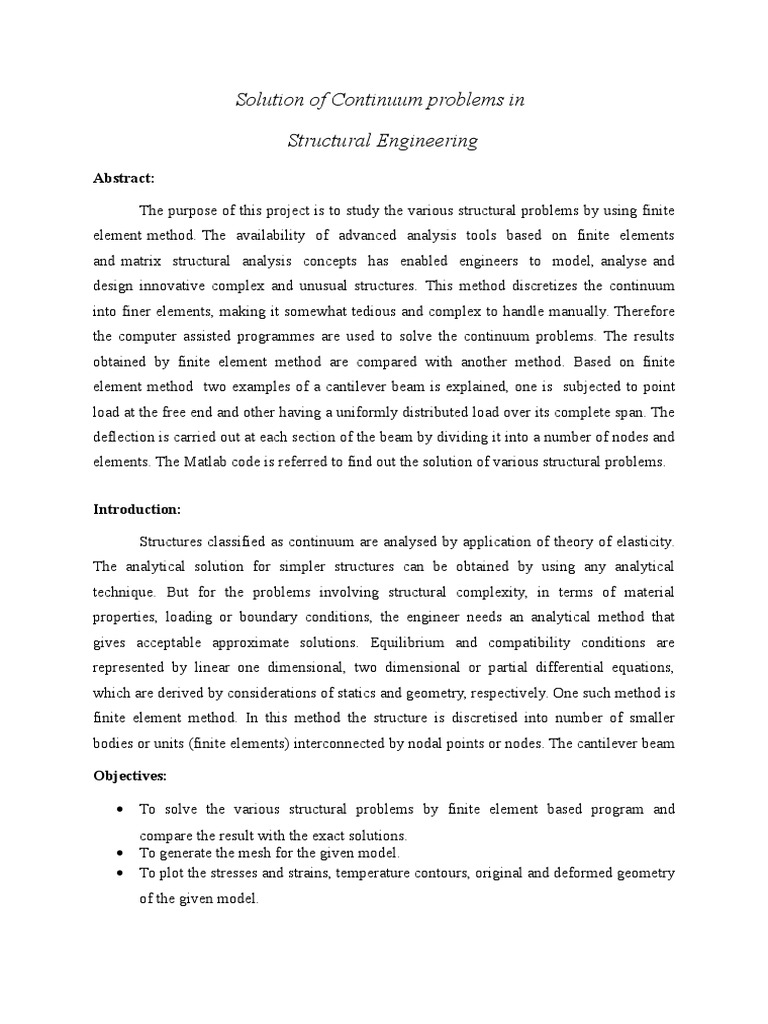 Solution of Continuum Problems in Structural Mechanics | PDF | Finite Element Method ...