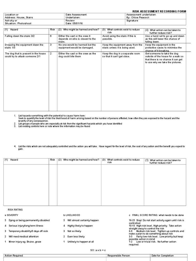 Risk Assessment - Stairs | Hazards | Risk