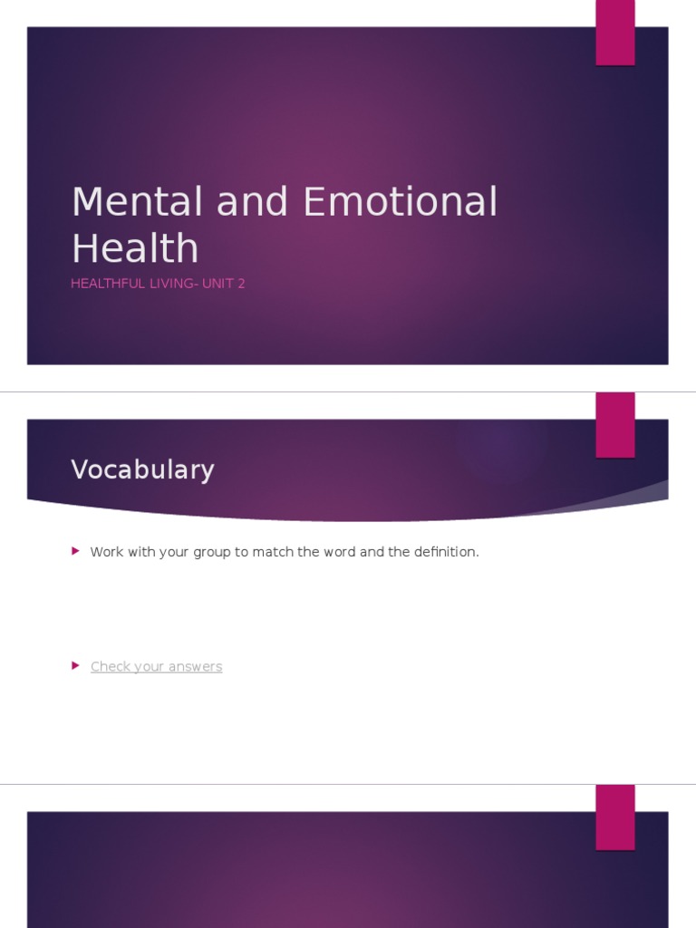 Mental and Emotional Health Powerpoint - Fall2015 | PDF | Anxiety ...