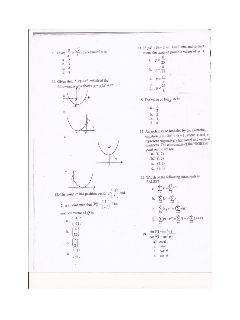 Unit 1 Paper 1 For Pure Math | PDF
