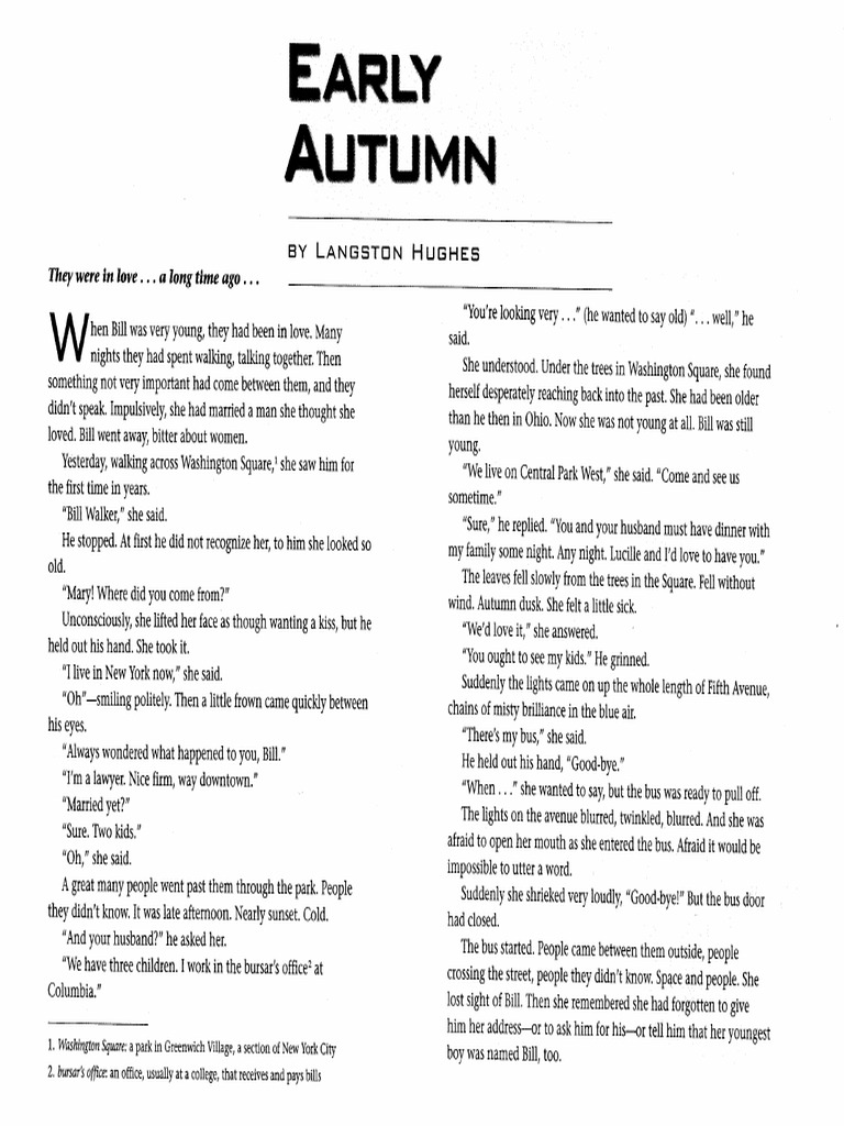 Early Autumn by Langston Hughes | PDF