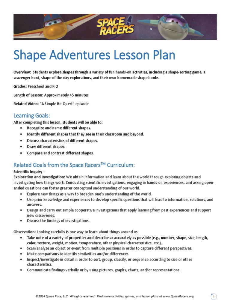 Shape Adventures Lesson Plan | Shape | Scientific Method