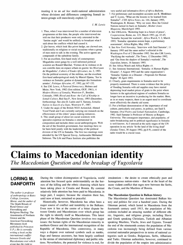 Loring Danforth Claims To Macedonian Identity - The Macedonian Question ...