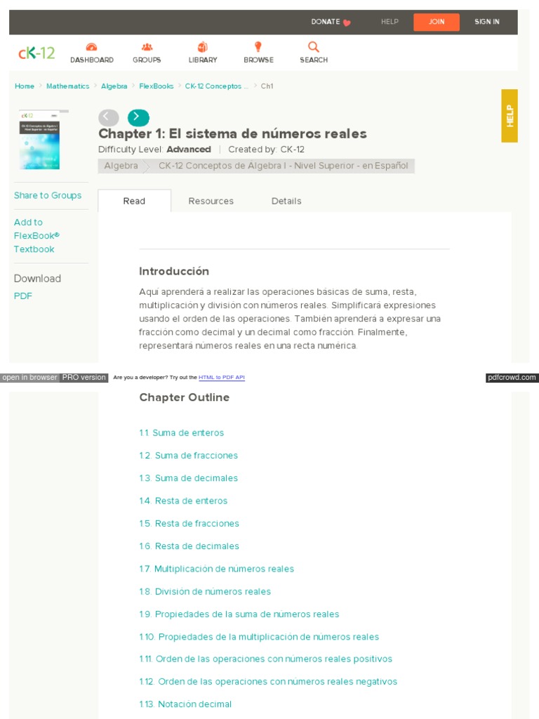 WWW Ck12 Org Book CK 12 Conceptos de C3 81lgebra I Nivel Su | PDF ...