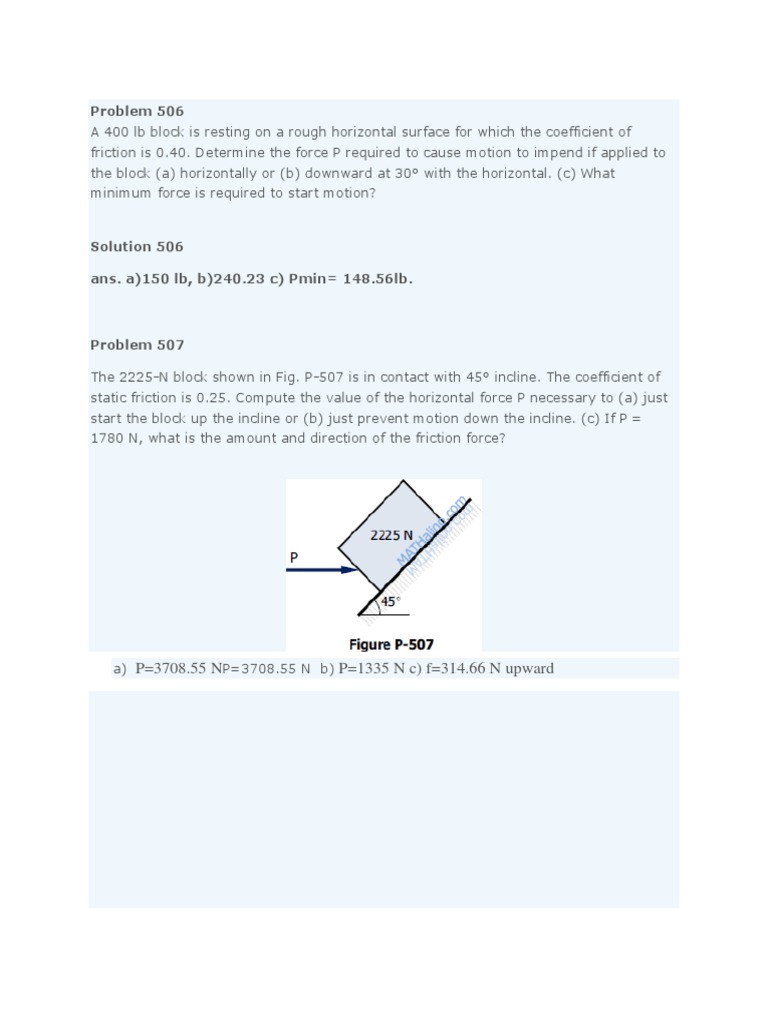 Friction Problems | PDF | Friction | Force