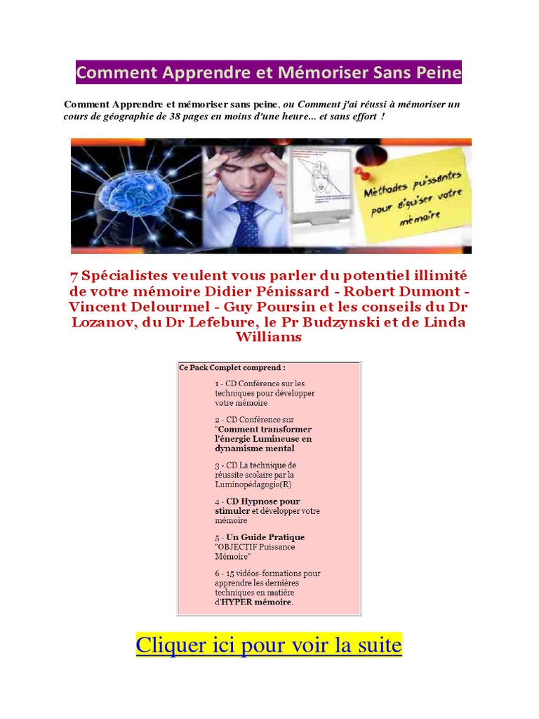 Mémoriser Facilement et Rapidement | PDF | Développement personnel ...