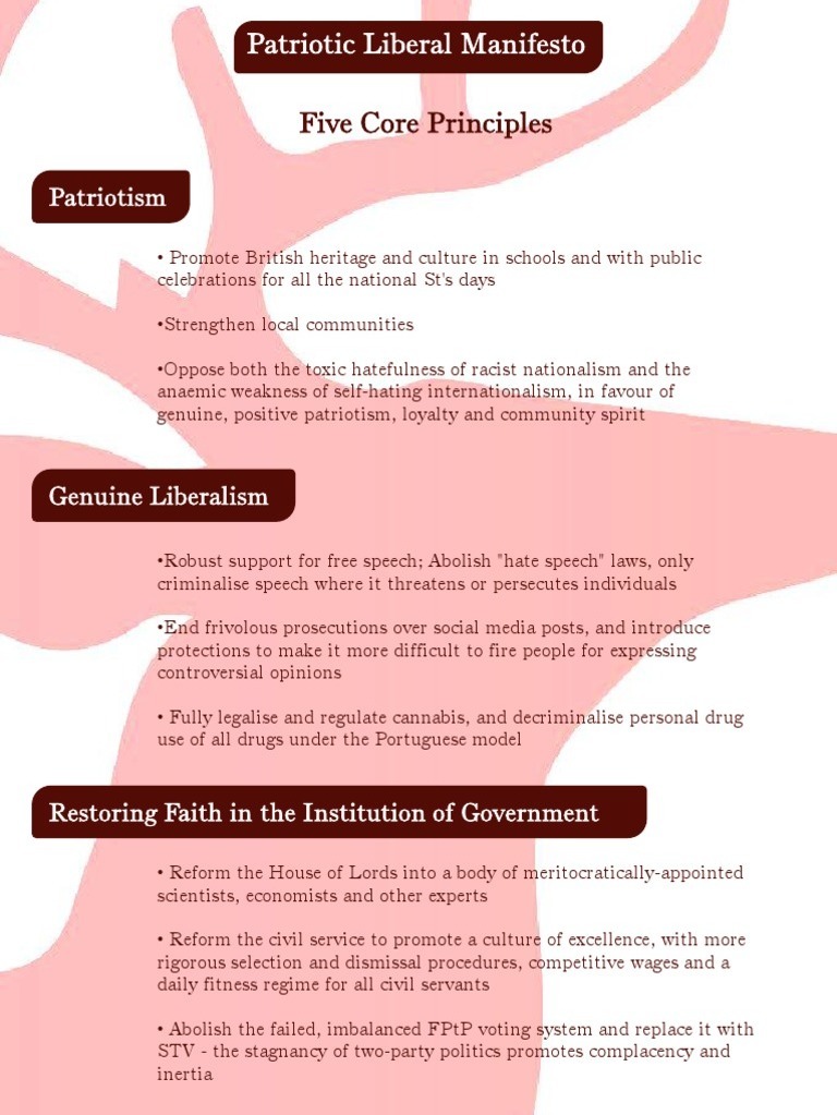 Patriotic Liberal Manifesto | PDF