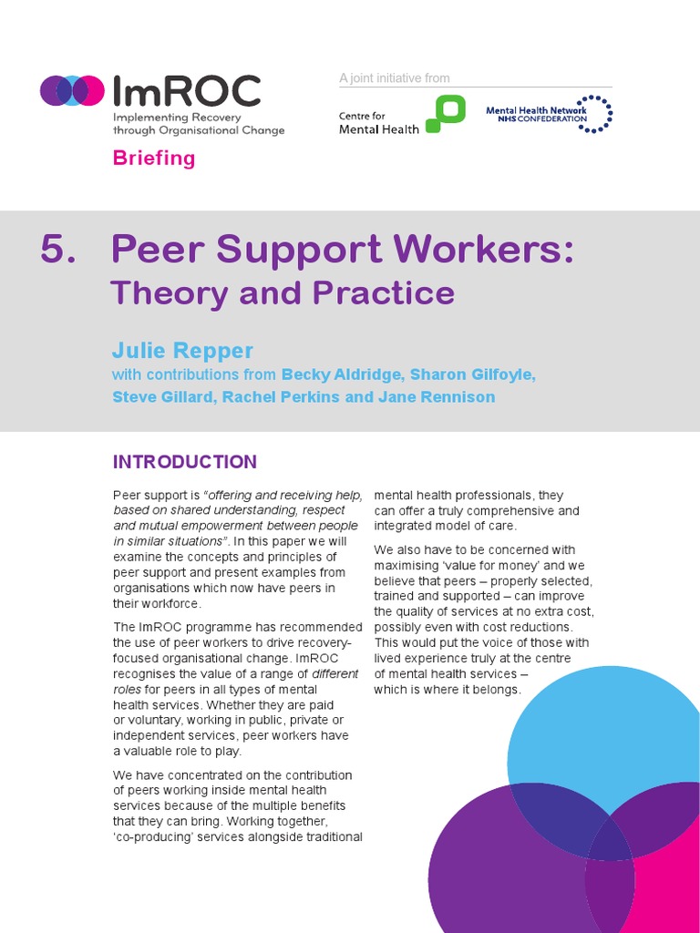 Peer Support Workers Theory and Practice | Recovery Approach | Mental ...