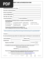 Hyatt Credit Card Authorization Form | PDF