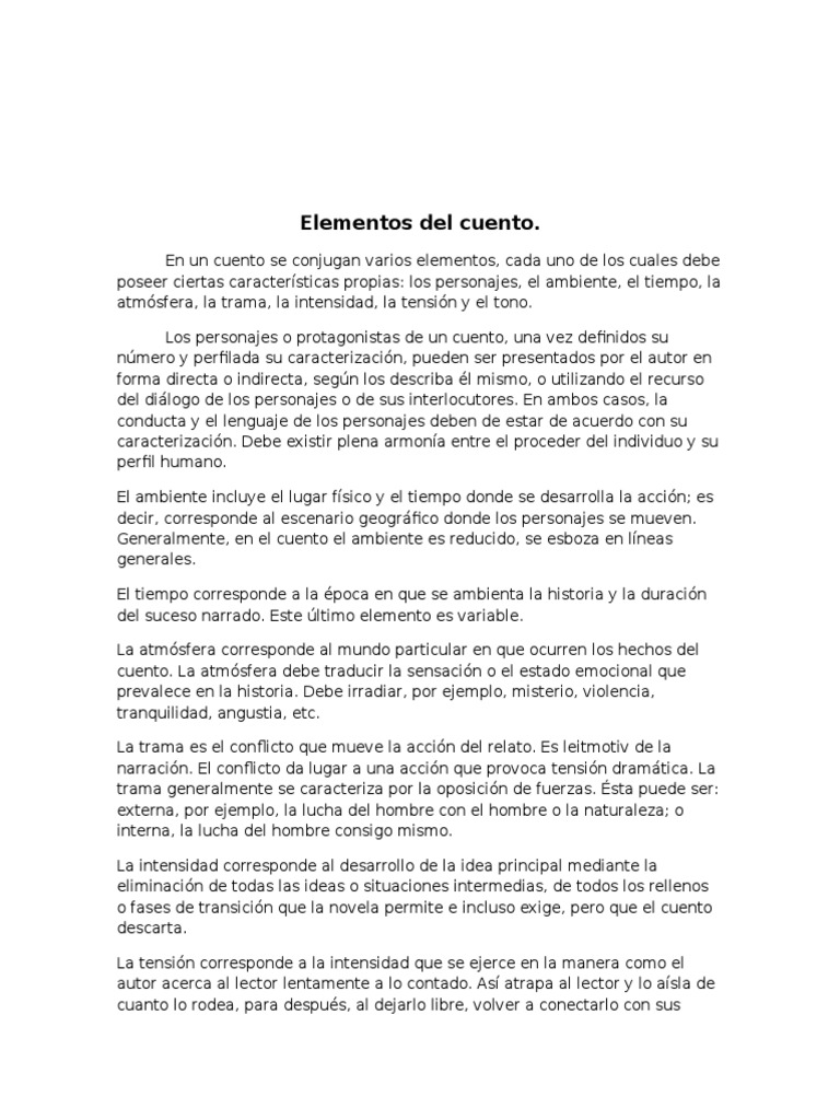 Elementos Del Cuento | PDF | Narración | Cuentos