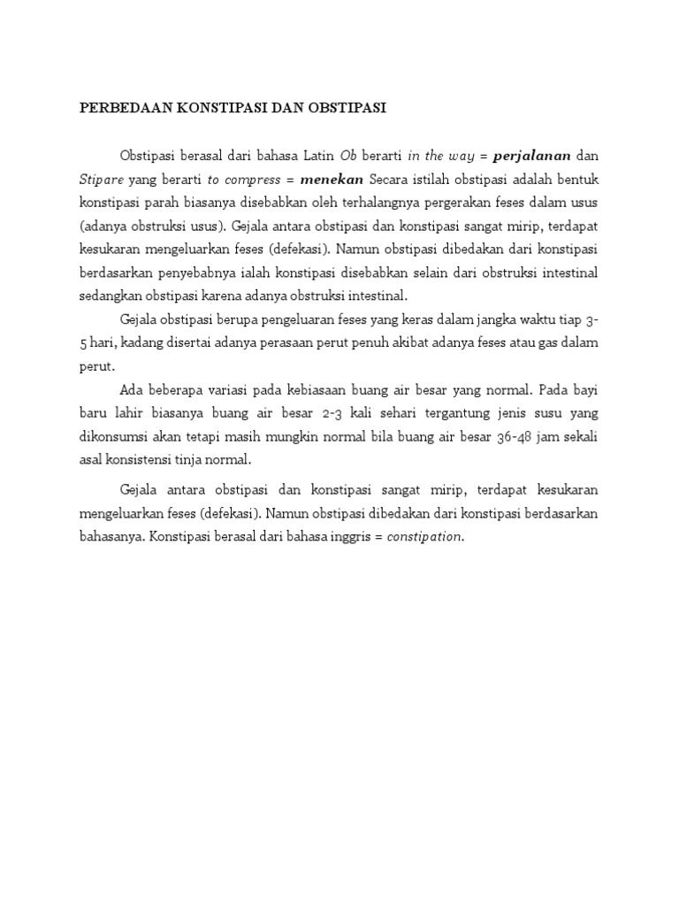 Perbedaan Konstipasi Dan Obstipasi | PDF