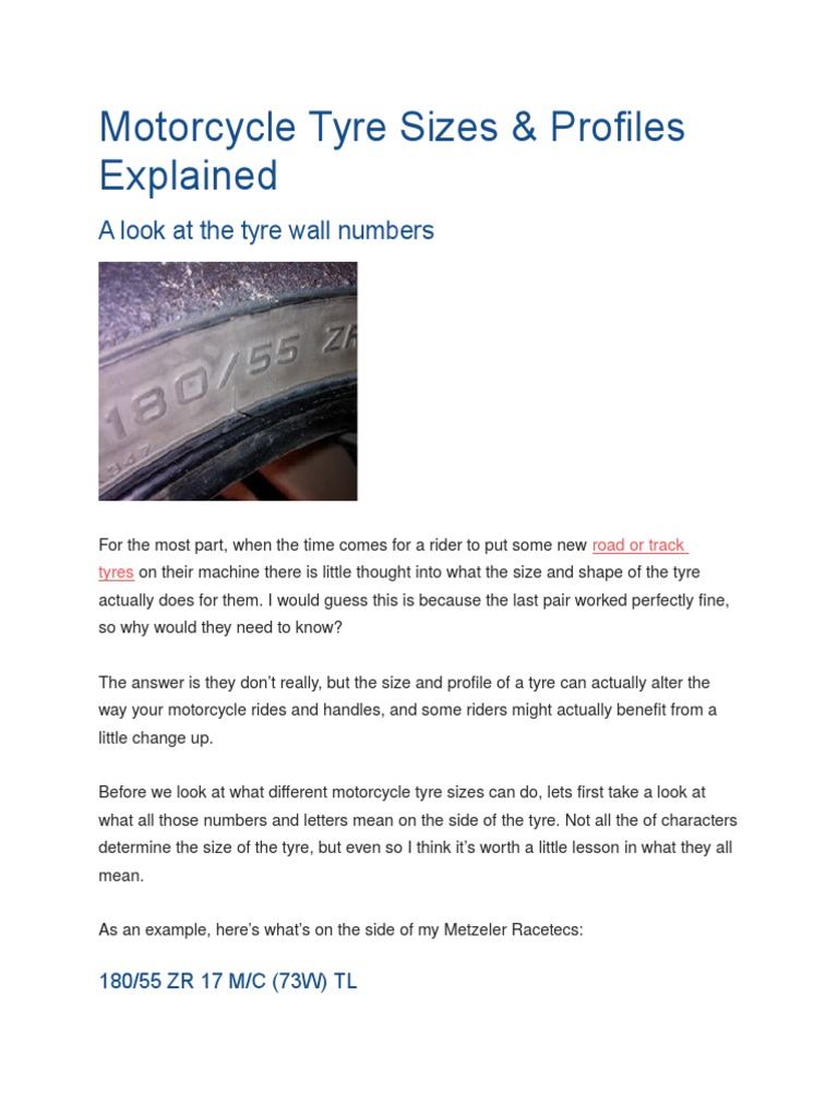Motorcycle Tyre Sizes Explained | PDF | Tire | Wheel