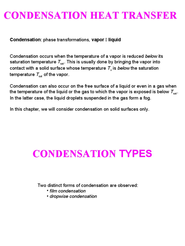 Condensation Heat Transfer: Condensation: Phase Transformations, Vapor ...