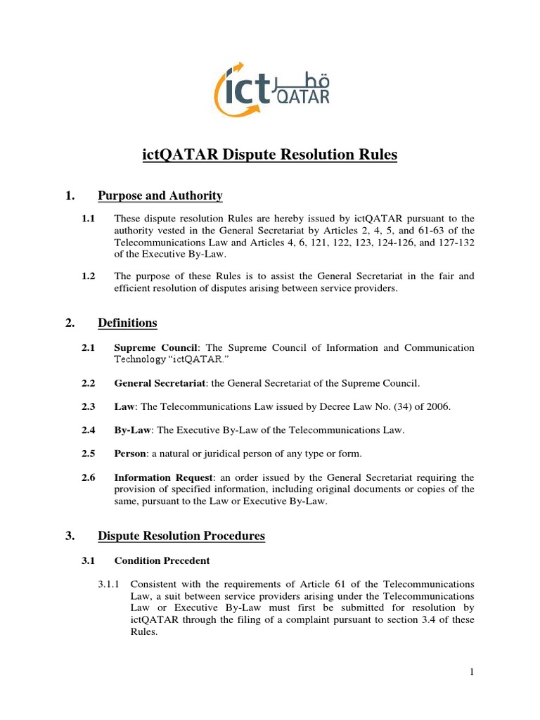 Dispute Resolution Rules | Download Free PDF | Pleading | Complaint