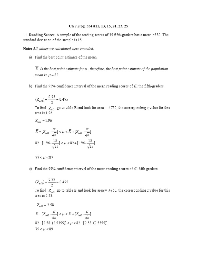 Chapter 7 HW Soln | PDF | Confidence Interval | Sample Size Determination