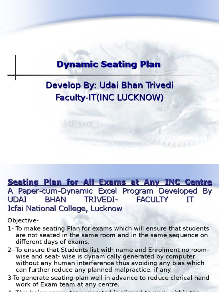 User Manuals - Dynamic Seating Plan | PDF | Microsoft Excel | Software Engineering