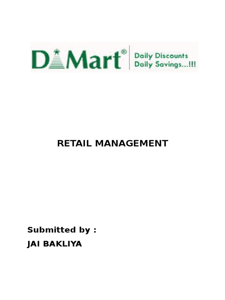 d Mart Report mba | Retail | Industries