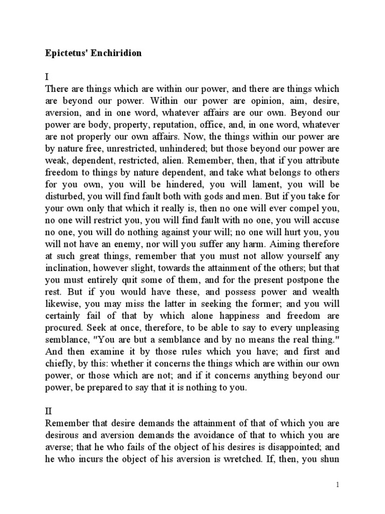 Epictetus' Enchiridion: Key Teachings | PDF | Self-Improvement