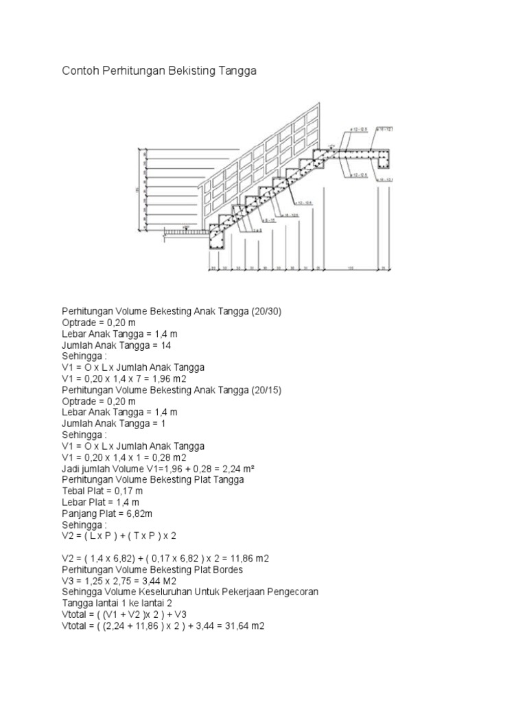 Contoh Perhitungan Bekisting Tangga | PDF | Metode & Bahan Ajar | Seni