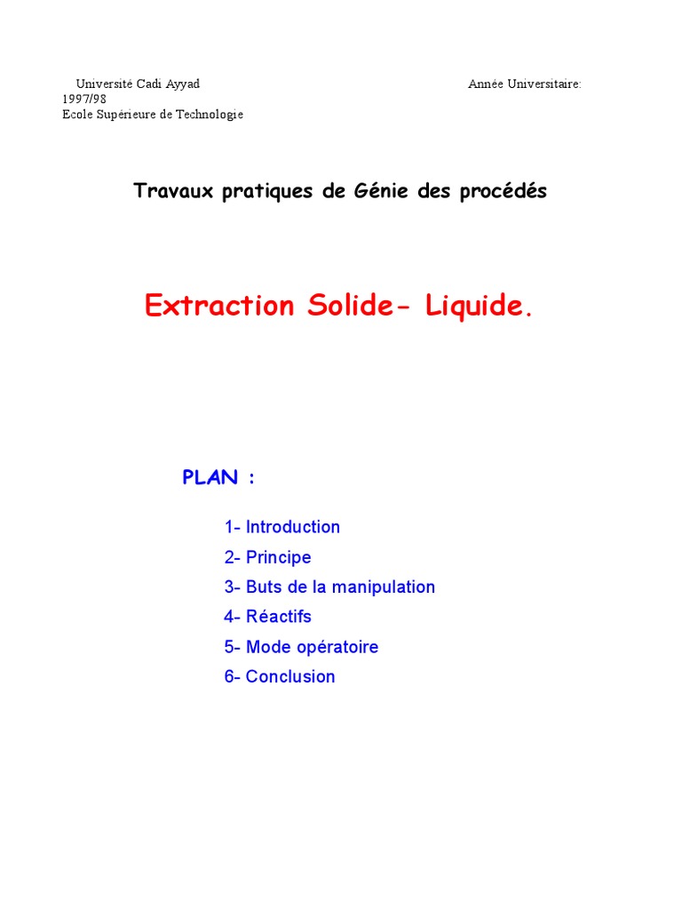 TP Extraction Solide Liquide | PDF | Solvant | Substances chimiques