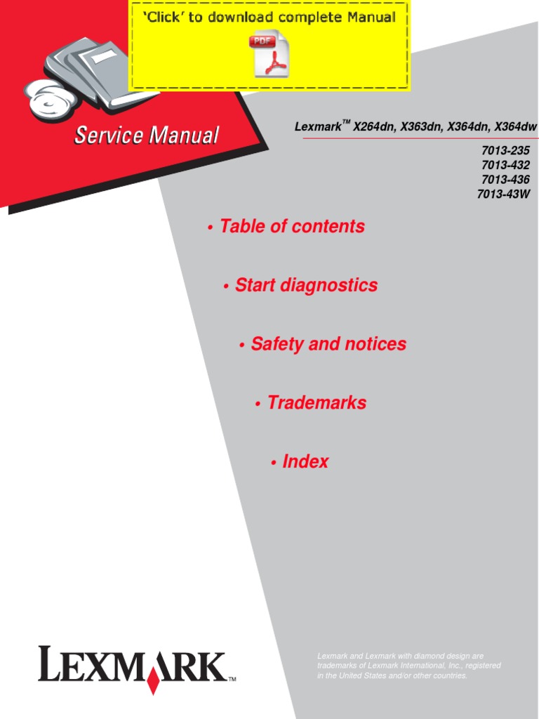 Lexmark x264dn x363dn x364dn x364dw Service Manual Pages | PDF ...