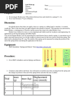 Hooke's Law: Force and Extension Practical | PDF | Force | Weight