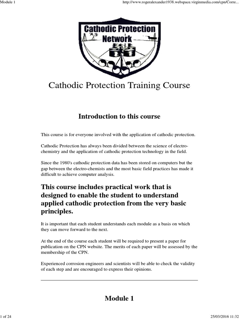 Cathodic Protection Training Course | PDF | Battery (Electricity ...