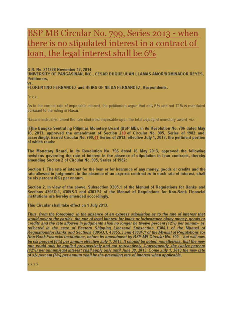 BSP MB Circular No | PDF | Judgment (Law) | Interest