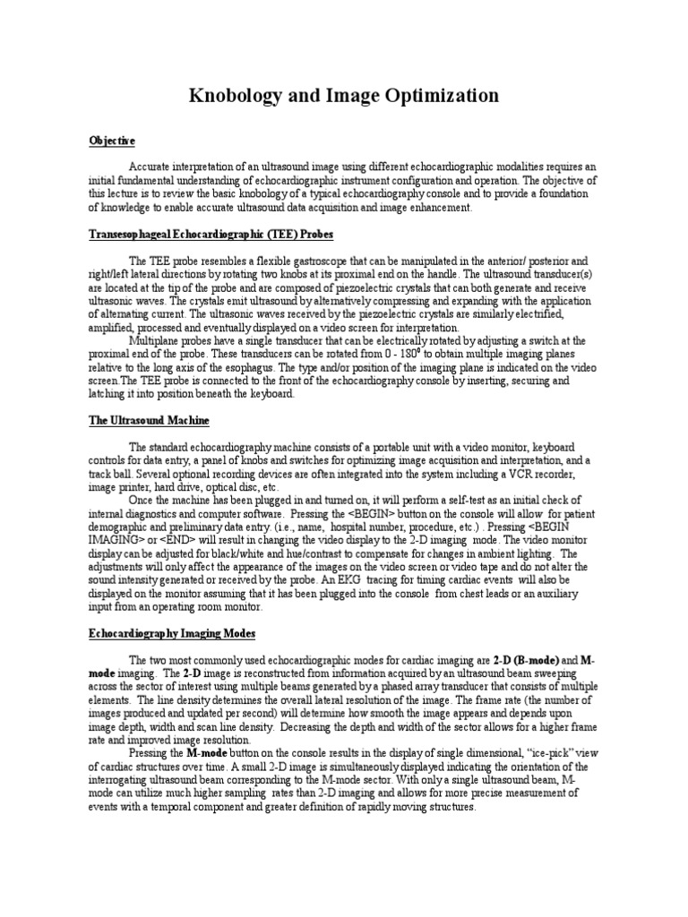 Knobology Image Optimization and Trans Views - Shook | PDF | Medical ...