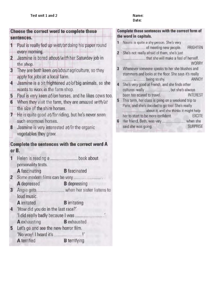 Test Unit 1 and 2 Overview | PDF