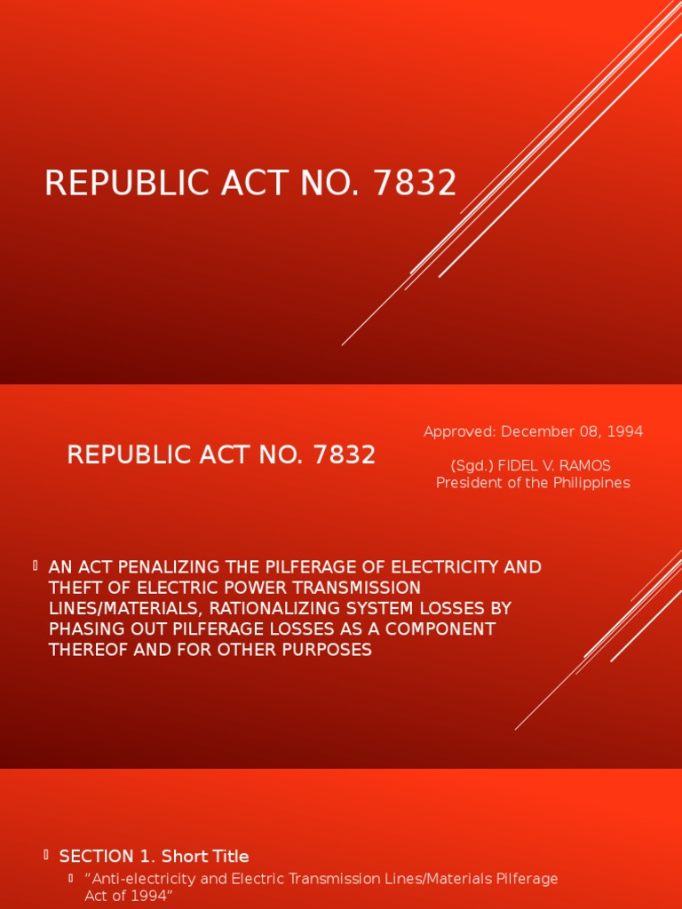 Ra 7832 | PDF | Electric Power Transmission | Electricity