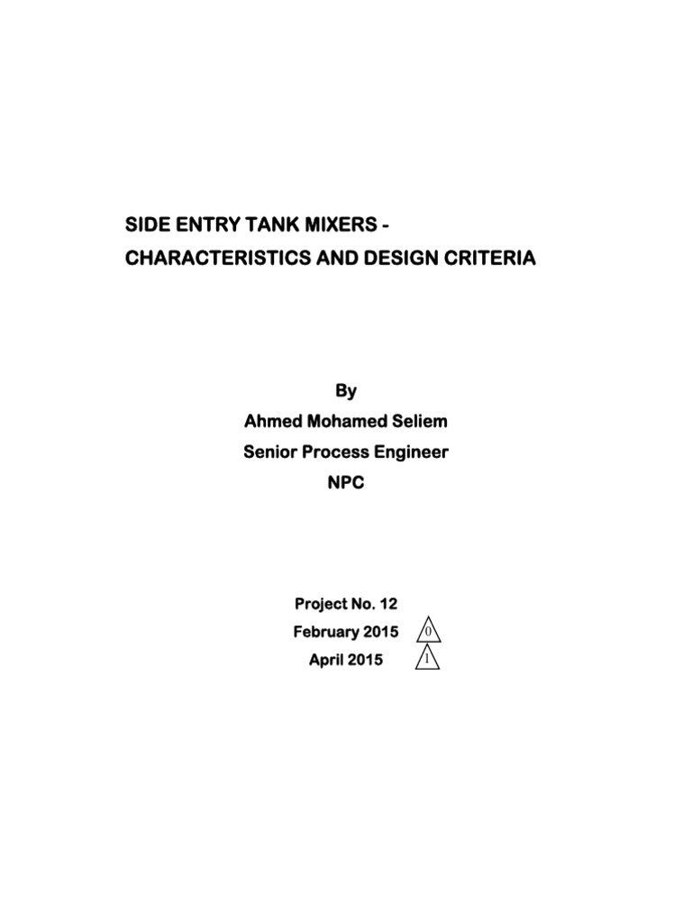 Side Entry Tank Mixers - Characteristics | PDF | Oil Refinery | Liquids