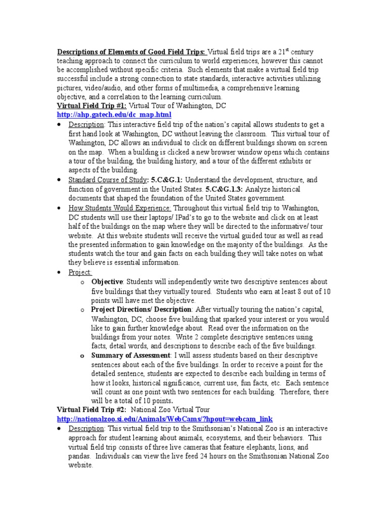 Virtual Field Trip Assignment | PDF | Aquarium | Ecosystem