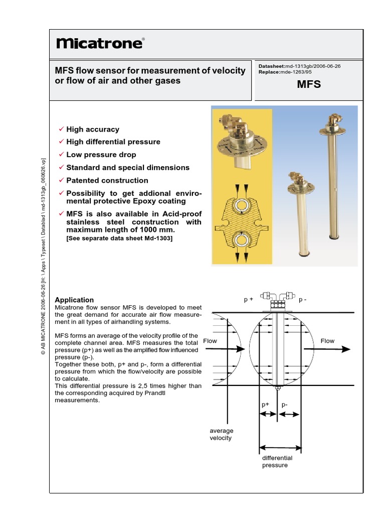 Probe MF-FD | PDF | Flow Measurement | Duct (Flow)