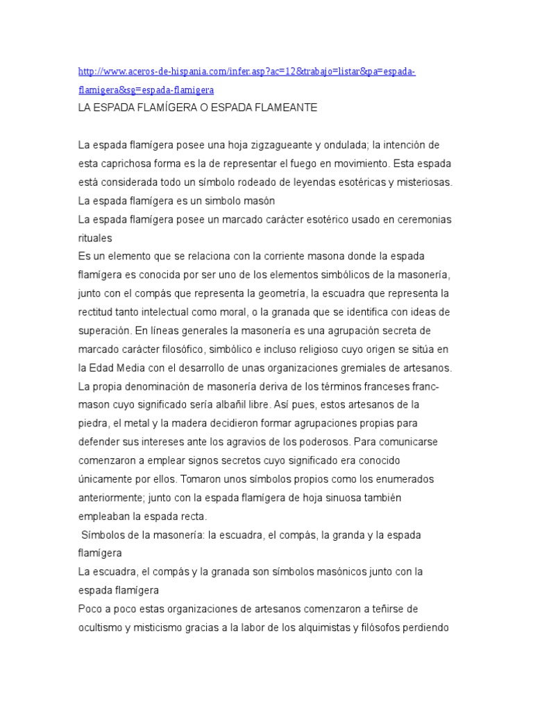 La Espada Flamígera | PDF | Masonería | Los símbolos