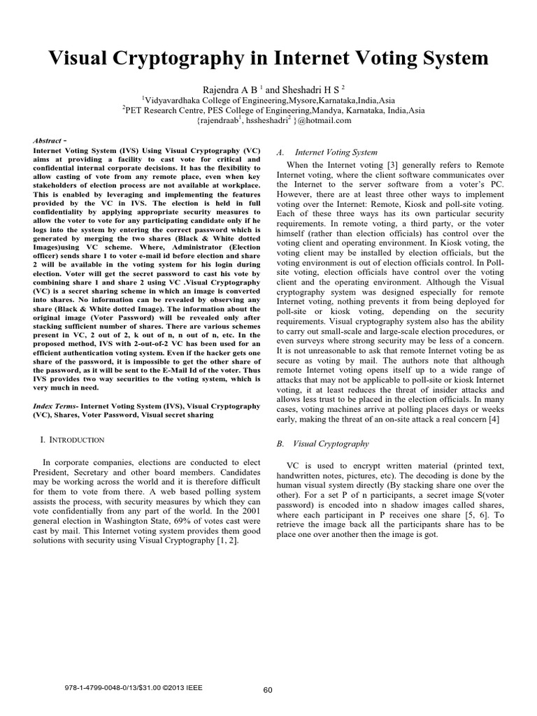 Visual Cryptography in Internet Voting System | PDF | Electronic Voting ...