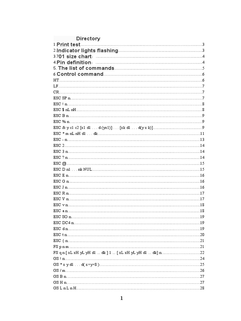 ESC Command.doc | Ascii | Character Encoding