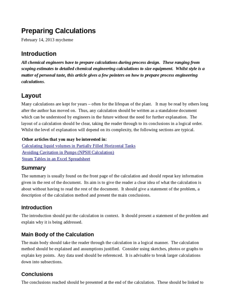 Engineering Calculation Process | PDF | Spreadsheet | Microsoft Excel