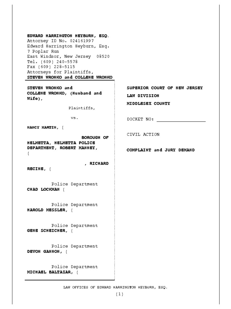 Helmetta Complaint | PDF | Attorney's Fee | Damages