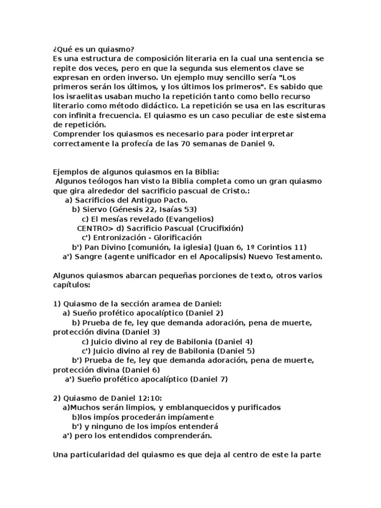 Qué Es Un Quiasmo | PDF | Daniel (figura bíblica) | Libro de revelación
