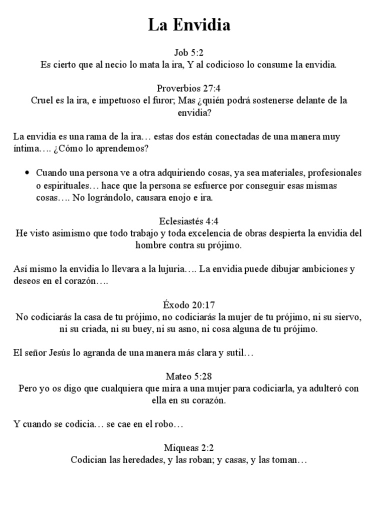 La Envidia en la Biblia: Consecuencias y Reflexiones | PDF | Jacob ...