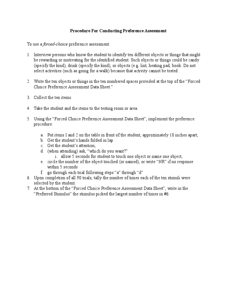 Educator's Guide to Preference Assessments | PDF