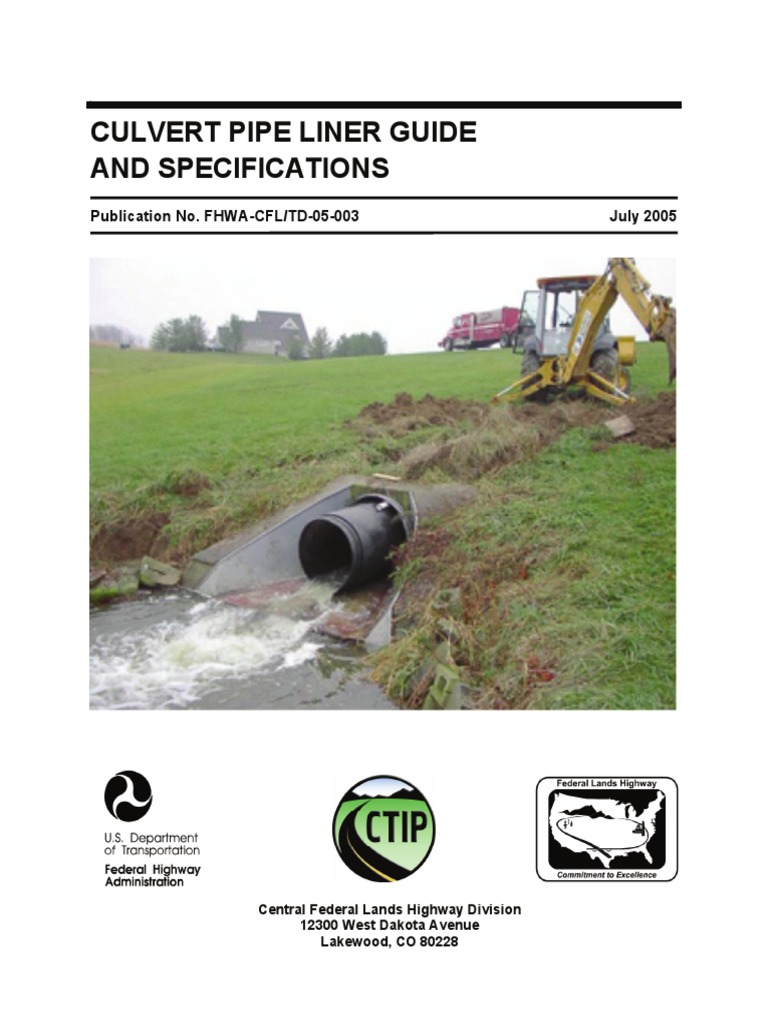 Culvert Pipe Liner Guide and Specifications | PDF | Litre ...