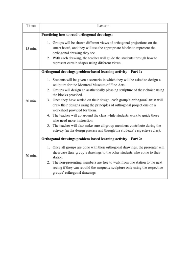 Orthogonal Drawing Lesson Plan | PDF